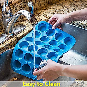 E KAINI 24 Cup Silicone Muffin Mini Cupcak Reusable Tope Baking Pan Set Non Stick cake molds/Dishwasher - Microwave Safe