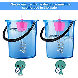 Resistance Water Heater, Immersion Heater 2000 W with Digital Thermometer Automatic Shut-Off Floating Electric Immersion Heater Made of Stainless Steel for Bathtub, Bucket, Pool (2 m)