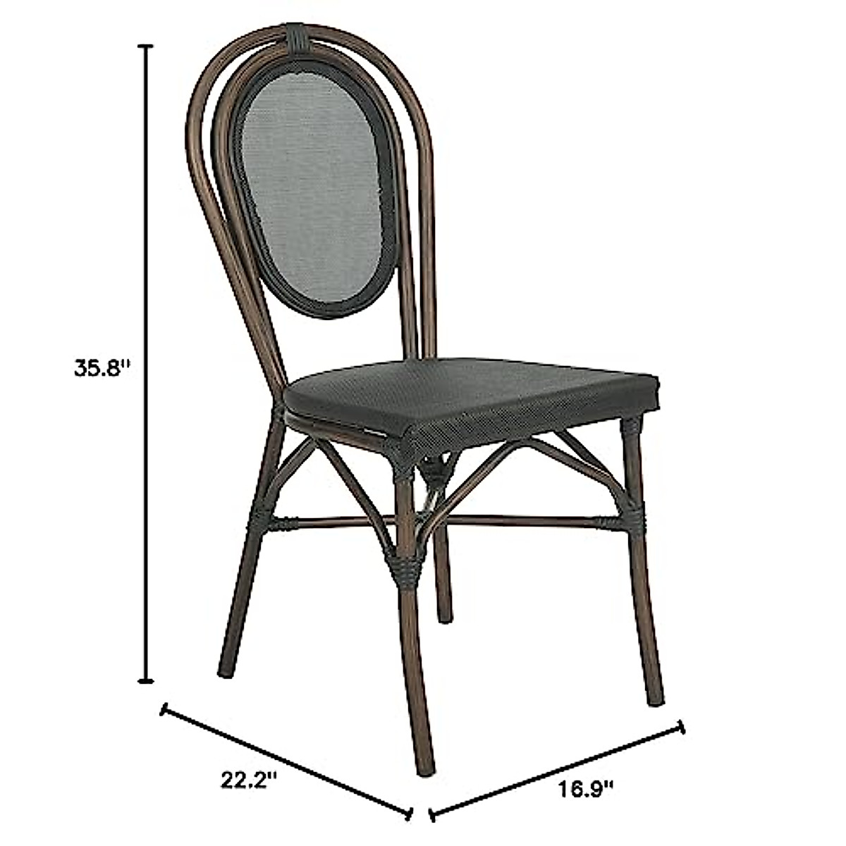 Safavieh Outdoor Living Collection Ebsen Wicker Side Chairs, Black, Set of 2