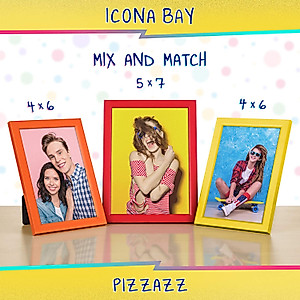 Icona Bay 5x7 Picture Frames (Red, 3 Pack), Colored Solid Wood Scandinavian Style Frames for Photo, Pizzazz Collection