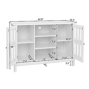 SEASD 43 Inch Wood Kitchen Credenza & Sideboard Buffet Storage Cabinet Entryway Serving Storage Cabinet with Doors