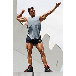 Jed North Men's Fitted Shorts Bodybuilding Workout Gym Running Tight Lifting Shorts Navy Medium