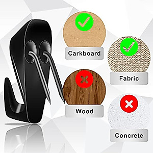 AIEX 10pcs Cubicle Hooks for Fabric Walls, Metal Push Pin Hooks Office Shelf Accessories Hanging Supplies Coat Clips Hanger Nails for Picture Clock Photo Frame Keychain (Black)