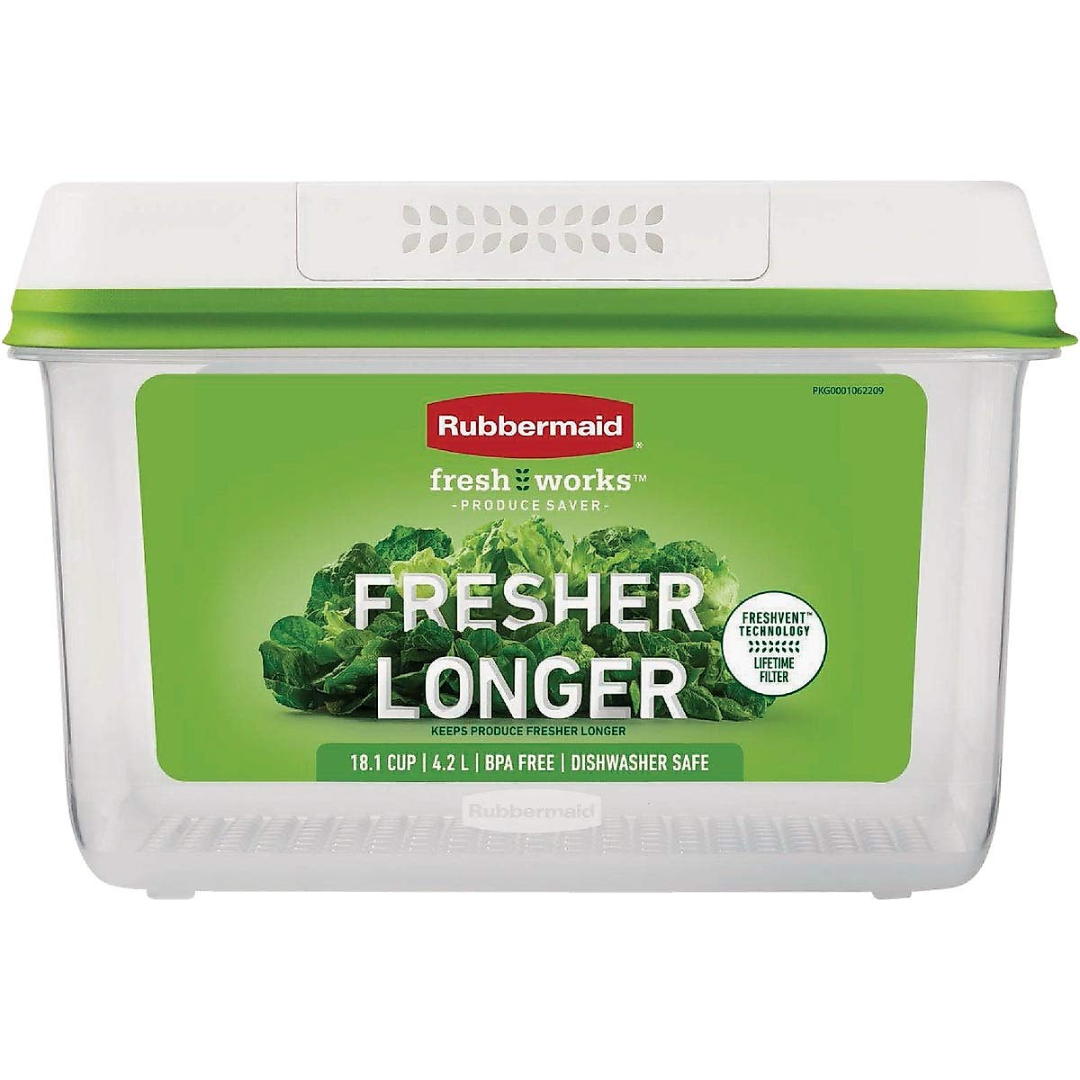 Rubbermaid FreshWorks Saver, Large Produce Storage Container, 18.1-Cup, Clear