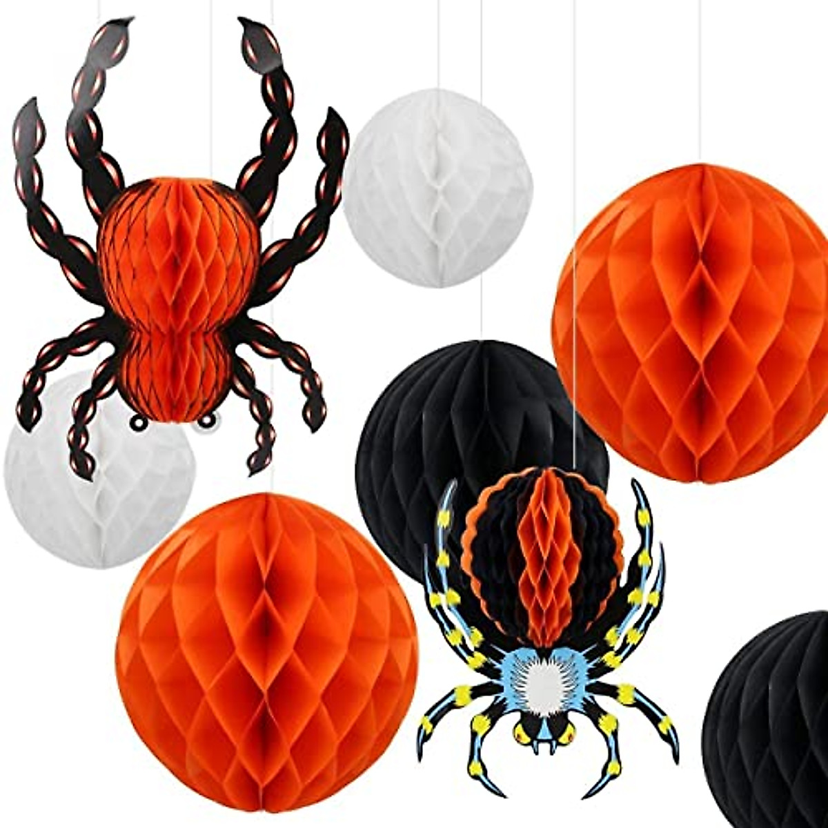 VIEUE Halloween Party Decorations Set Including Honeycomb 3D Wall Spider Ghost and Trick or Treat Door Ornaments for Halloween Decor 12pcs