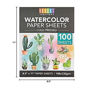 100 Sheets Cold Press Watercolor Paper for Artists and Beginners (8.5 x 11 in)