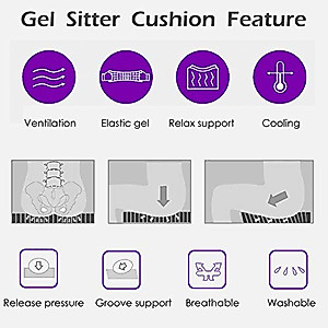 Gel Seat Cushion Comfort Honeycomb Egg Crate Design Gel Pad Provides Excellent Support For Lower Back, Spine, Hips Promotes Venting & Good Sitting Posture For Office Chair Car Sitter Wheelchair