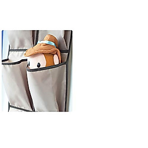 HeyToo Over The Door Shoe Organizer 6 Large Oxford Fabric Pockets Accessory Storage Hanging Narrow Closet Wall Light Grey