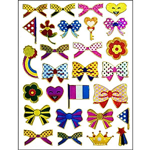 Stickers Glitter Pack 10 Sheets Lovely Rainbow Heart Bow Sticker Cartoon Kids Scrapbooking School Reward Xmas Birthday Party Favors Reward Gift (03)