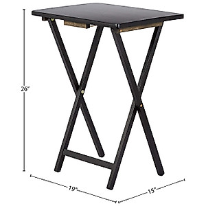 Amazon Basics Classic TV Dinner Folding Trays with Storage Rack - 4-Pack, Black