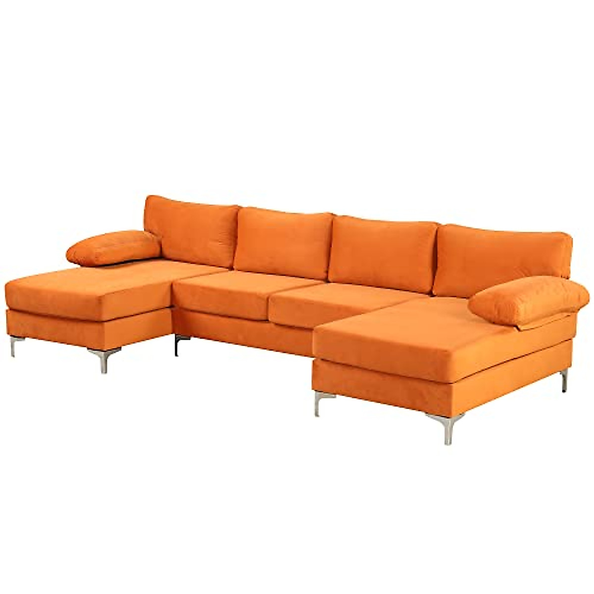 Casa AndreaMilano Modern Large Velvet Fabric U-Shape Sectional Sofa, Double Extra Wide Chaise Lounge Couch