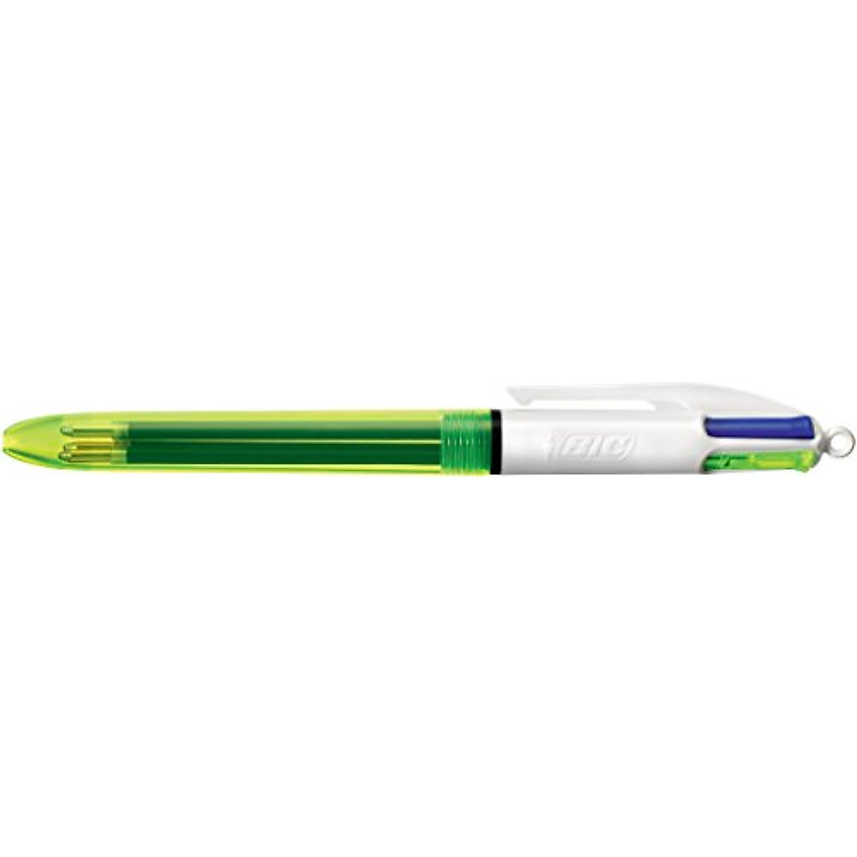 BIC 4 Colours Fluo Ballpoint Pen Black, Blue, Red and Fluorescent Yellow Ink Colours 1 Pack