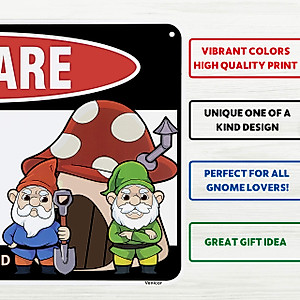 Venicor Gnome Sign Decor - 8 x 12 Inches - Aluminum - Funny Gnome Gifts for Women - Gnome Decorations for Home Stuff