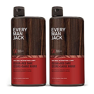 Every Man Jack Cedar + Red Sage Hydrating Mens Body Wash for All Skin Types - Cleanse, Nourish, and Hydrate Skin with Naturally Derived Ingredients - Paraben Free, Phthalate Free, Dye Free - 24oz