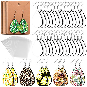 50pcs Sublimation Blanks Products - Sublimation Earring Blanks with Earring Hooks and Jump Rings for Halloween Christmas Women Girls DIY Earring Project Sublimation Accessories