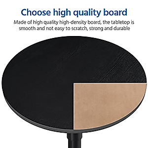 Yaheetech Round Pub Table Height Adjustable with 360° Swivel MDF Tabletop for Dining Bistro Café Home Bar, Full Black