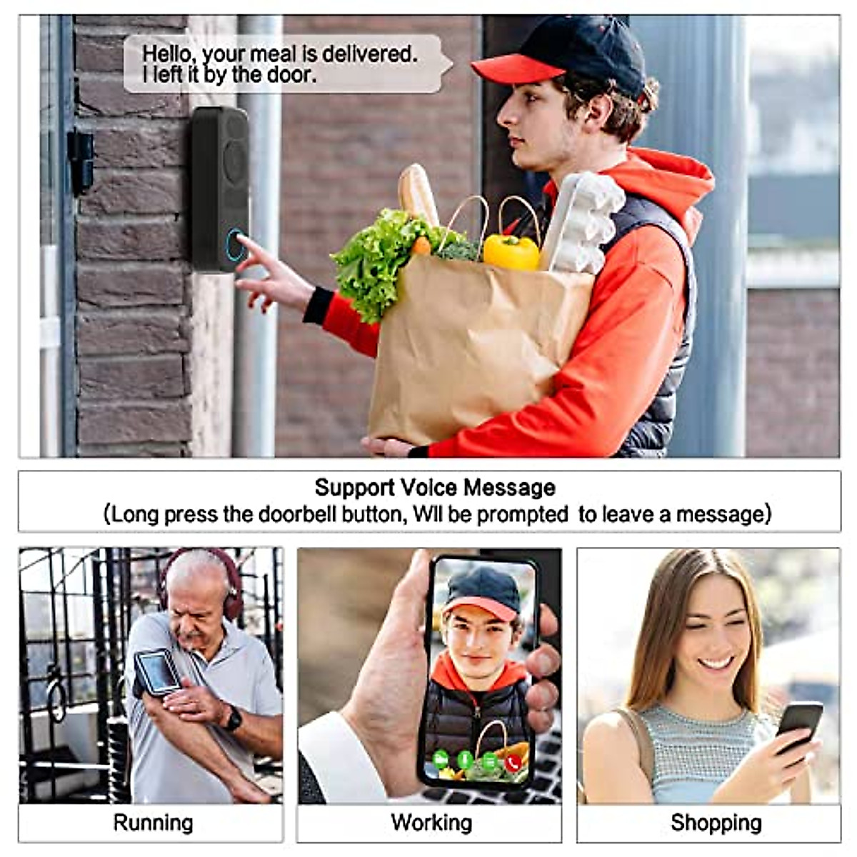 JLAZGJ Wired Video Doorbell Camera, 1080P HD, 140° View, IR Night Vision, Motion Detection, 2-Way Audio (existing doorbell Wiring & Mechanical Chime Required), Compatible with Alexa