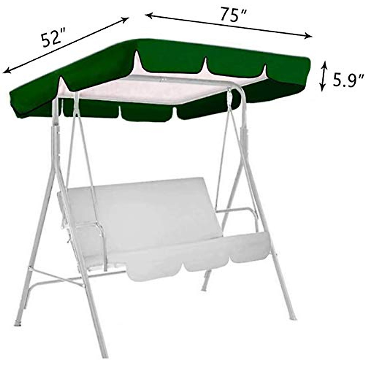 TINVHY Swing Canopy Cover, Outdoor Patio Swing Canopy Blocking Sunshade, Porch Top Cover for Patio Yard Seat Furniture Three-Seater Outdoor Garden Swing Cover Canopy