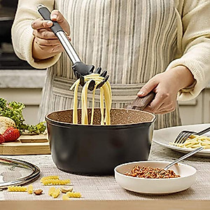 Ecowin 3 Quart Saucepan with Lid, Non Stick Small Sauce Pot with Pour Spout, Nonstick Granite Coating Small Pot with Bakelite Handle, Induction Compatible, Dishwasher and Oven Safe, PFOA Free