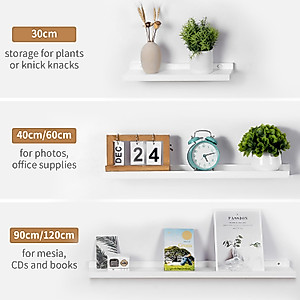 Gieanoo Picture Ledge Shelves, Floating Shelves for Wall,5.1" Deep Set of 2 16inch Solid Natural Wood Wall Shelves with Lip Bookshelves for Bedroom, Living Room, Nursery, Kitchen