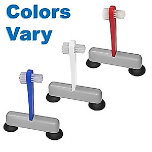 Rehabilitation Advantage Denture Scrub Brush & Suction Cup Holder,Red/Gray