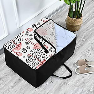 MCHIVER Quilt Storage Bag Clothing Organizer - Flamingo Pattern Under Bed Storage Bins Bedroom Storage Clear Window & Carry Handles Great for Under Bed Storage