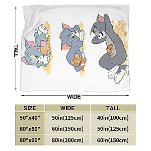 to.m and Je.rry Blanket Plush Throw Ultra Soft Premium Fluffy Flannel All Season Light Weight Sofa Couch Throw Living Room/Bedroom Warm Blanket-50 X40