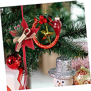 Garneck Xmas Tree Hangings Christmas Tree Hanging Decoration Felt Stars for Crafts Christmas Bell Ornament Pine Decor Household Decoration Rural Office Gift Cloth Party Supplies 1Pc