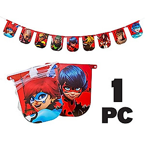 Miraculous Ladybug Party Banner – 1 Banner - Celebration, Birthday Party, Toddlers - Cat Noir - Party Supplies - Officially Licensed(1 Banner)
