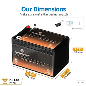 Chrome Battery 12V 12AH Maintenance-Free Battery for Alarm Systems, Scooters, Toys, Emergency Lights, and More - Nut and Bolt (T3) Terminal 2 Pack