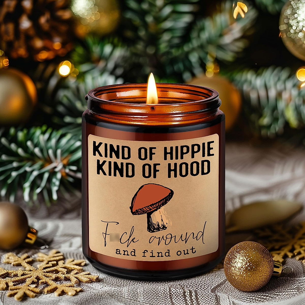 LEADO Kind of Hippie Kind of Hood Scented Candles, Hippie Room Decor - Hippie Gifts, Boho Gifts for Women, Men - Funny Birthday, Christmas, Hippy Gifts for Hippie Friends, Bestie, BFF, Her