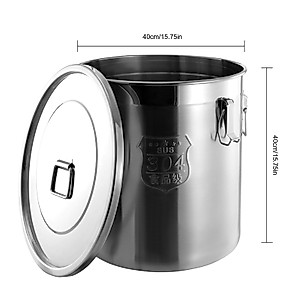 LINISHOP 304 Stainless Steel Airtight Canister Airtight Cereal Container Food Storage Container Metal Kitchen Rice Flour Milk Storage Bucket Silver New (48L)