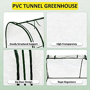50% Larger 116"(L) X 40"(W) X 32"(H) Green Houses for Outside Heavy Duty,Steel Frame with Waterproof UV Protect PVC Plastic Covering,Cloche Tunnels with 3 Large Roll-up Zipper Door,Outdoor Indoor Use