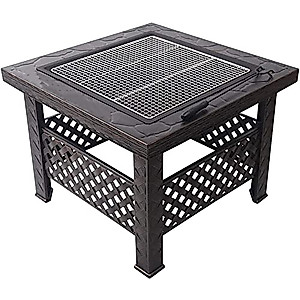 LEAYAN Garden Fire Pit Grill Bowl Grill Barbecue Rack Fire Pits Outdoor Terrace Burning Fire Pit Bowl Barbecue Table, Terrace Patio Lawn Backyard Barbecue Party Bonfire Outdoor Fireplace, 66cm