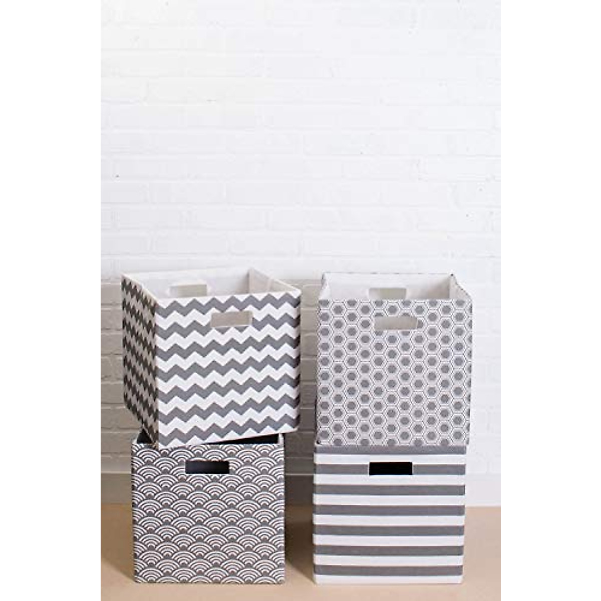 DII Collapsible Polyester Storage Cube, Chevron, Gray, Large