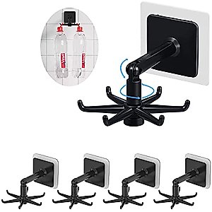 IYSOJSLUNN Heavy Duty Kitchen 360 ° Utensil Holder Hooks, Adhesive Towel Hook, 360 Degrees Rotating Folding Wall Hangers Racks with 6 Hooks for Keys Home Kitchen Bathroom Office