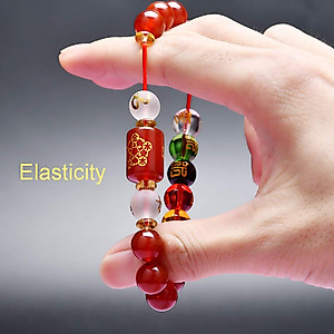 KESOCORAY Feng Shui Obsidian Red Agate Wealth Five-Element Yoga Pure Heart Bracelet for Good Luck