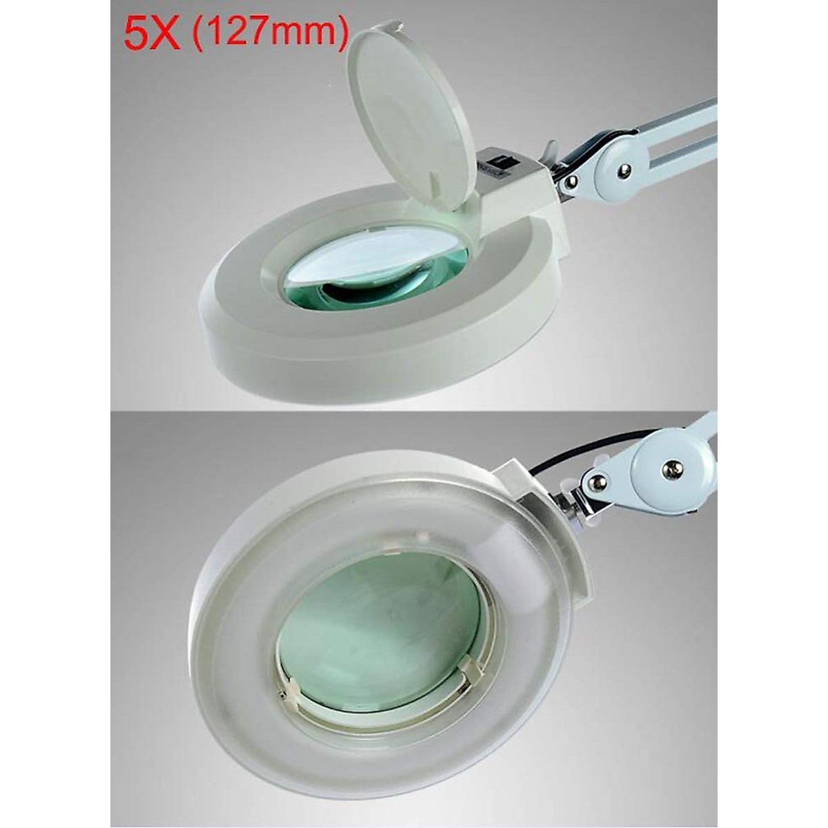 Magnifier, LED Facial Magnifier Lamp,5X Magnifying Adjustable Rolling Floor Stand 4 Wheels Swivel Arm for Salon Beauty Manicure Tattoo Skincare Equipment