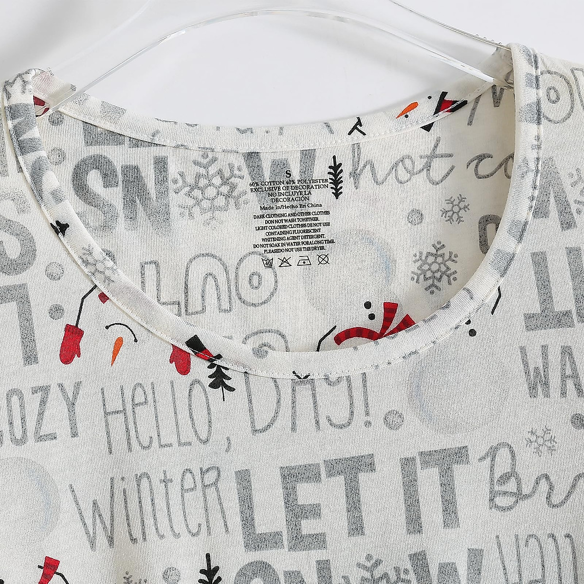 PNAEONG Women's Cotton Sleepwear Long Sleeves Nightgown Print Tee Sleep Dress XTSY109-Long White Snowman-L