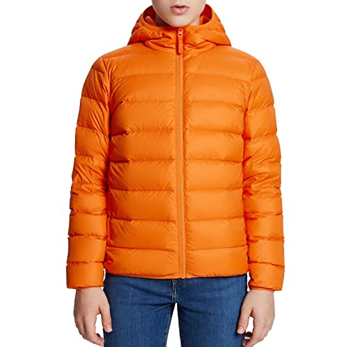 BALEAF Kids Puffer Down Jackets with Hood for Boys Girls Ultralight Packable Cold Winter Lightweight Outerwear Orange XS