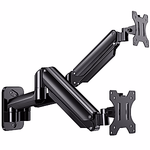 HUANUO Dual Monitor Wall Mount for 17 to 32 Inch Screen, Wall Mount Monitor Arm for 2 Monitors, Each Holds Up to 17.6lbs, Full Motion Wall Monitor Mount with Tilt Rotate Swivel, VESA 75x75 or 100x100