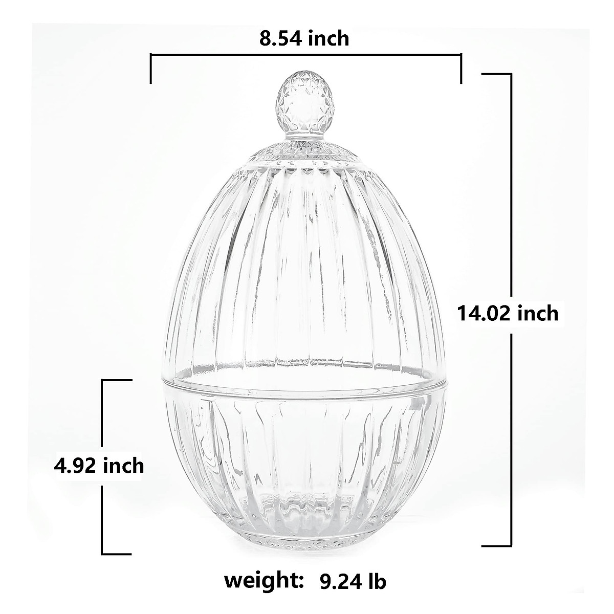 KANARS Cutlery Organizer - Egg Shaped Silverware Caddy with Walnut Compartment for Party Formal Dinner - Crystal Kitchen Utensils Caddy Holder for Flatware, Knives and Spoons