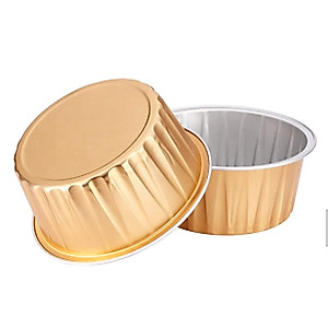 KEISEN 3 2/5" 4oz 120ml 100/PK Disposable Aluminum Foil Cups for Muffin Cupcake Baking Bake Utility Ramekin Cup gold