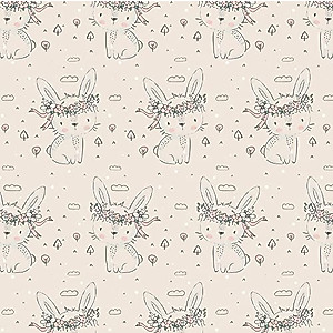 Stesha Party Floral Bunny Baby Gift Wrapping Paper - Folded Flat 30 x 20 Inch (3 Sheets)