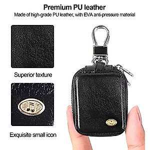MRPLUM Earbud Carrying Case Small Compatible with AirPods PU Leather Hard Portable Earphone Case Protective Storage Pouch Bag with Mesh Pocket & Keychain for Wireless Headphone USB Cable (pitch-black)