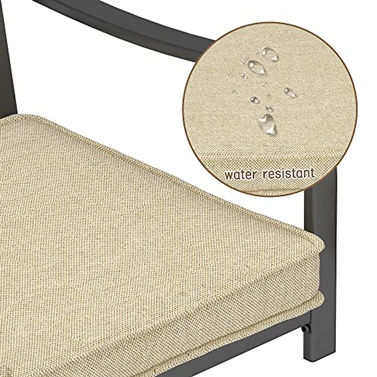 NSdirect Outdoor Swivel Chairs Set of 2, Patio Dninning Chairs with Cushion, Black Metal Bistro Arm, Rocking Chairs for Garden Backyard Lawn, Black and Khaki