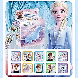 3 Pack Frozen Kids Sticker in 30 Designs,600 Pcs 1-1/2 Inch Self Adhesive Label Roll Stickers for Kids and Teacher(Princess )