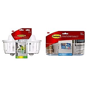 Command Under Sink Cabinet Caddy, Holds up to 7.5 lbs, 1-Caddy, 4-Strips, Organize Damage-Free & Large Caddy, Clear, with 4 Clear Indoor Strips, Organize Damage-Free