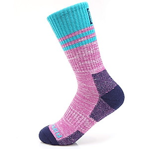 MIRMARU Women’s 5 Pairs Hiking Socks- Moisture Wicking Outdoor Athletic Sports Cushion Crew Socks (M232-MEDIUM)