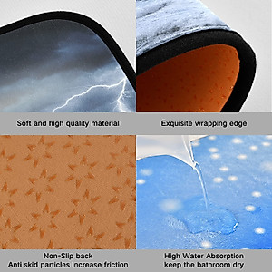 xigua 2 Pieces Stormy Landscape Lighthouse Kitchen Rugs and Mats Set Absorbent Soft Microfiber Bath Mat Non-Slip Kitchen Mat Doormat Runner Set, 19.7"x47.2"+19.7"x27.6"